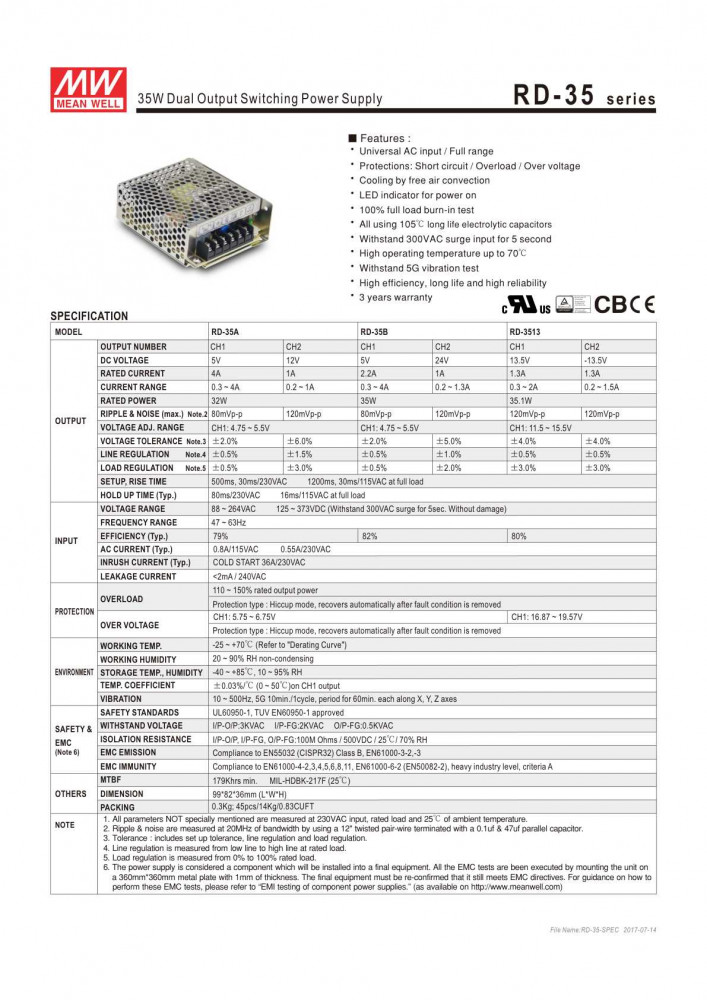 RD-35A datasheet page 1