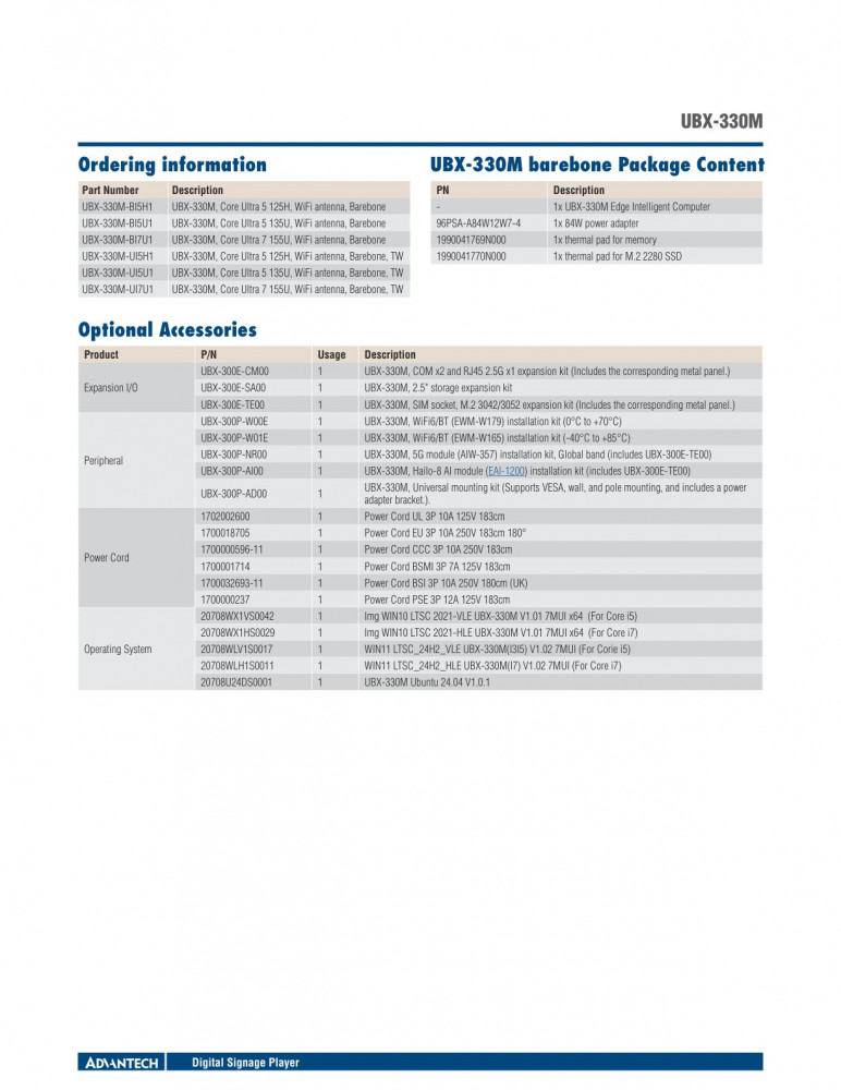 UBX-330M technical document page 3