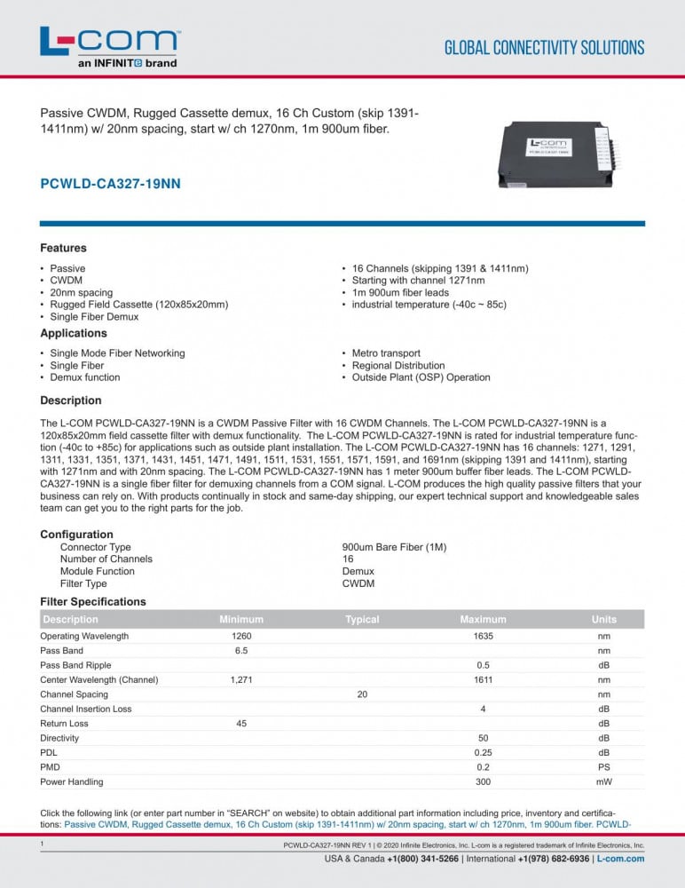 PCWLD-CA327-19NN product documentation page 1