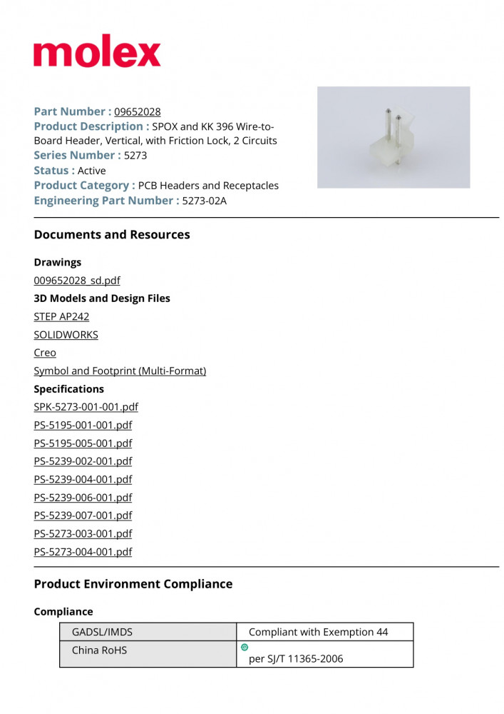 Connector specification document, page 1