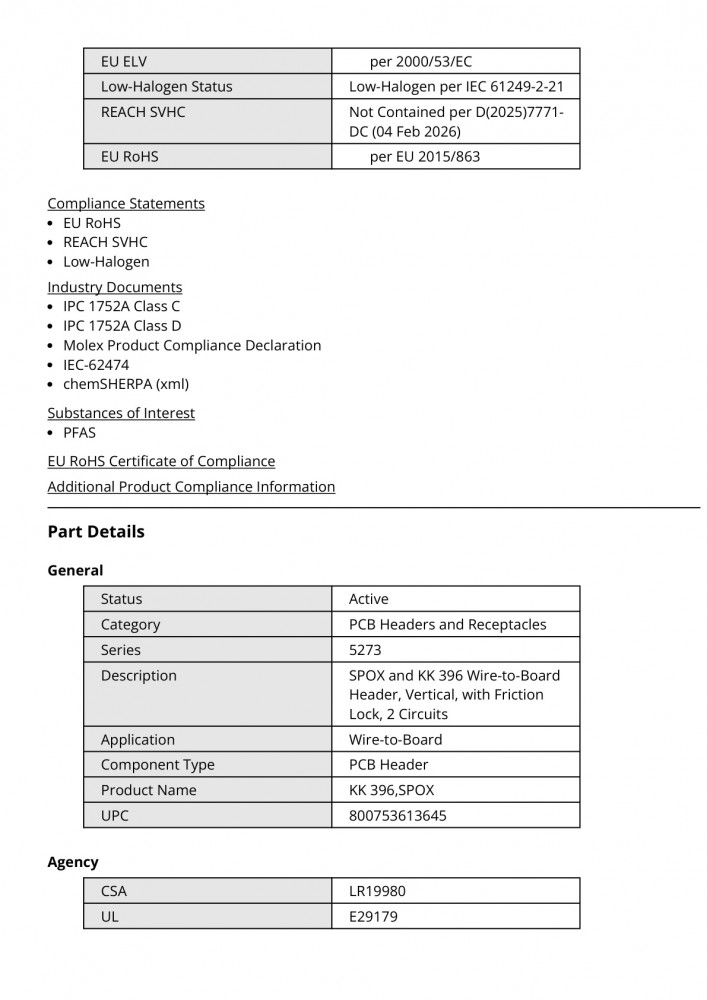 Connector specification document, page 2