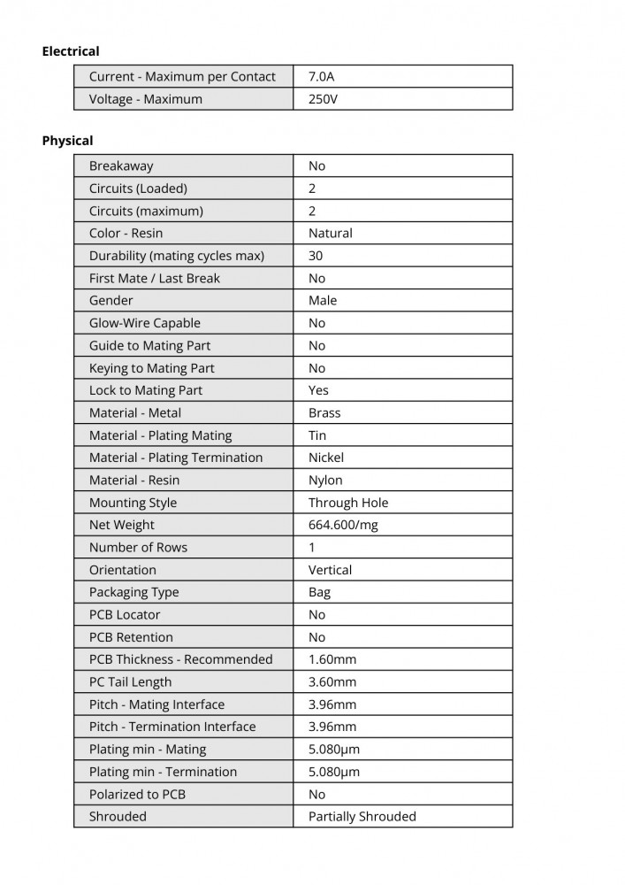 Connector specification document, page 3