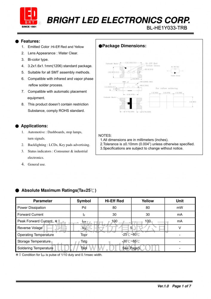 BL-HE1Y033-TRB datasheet page 1