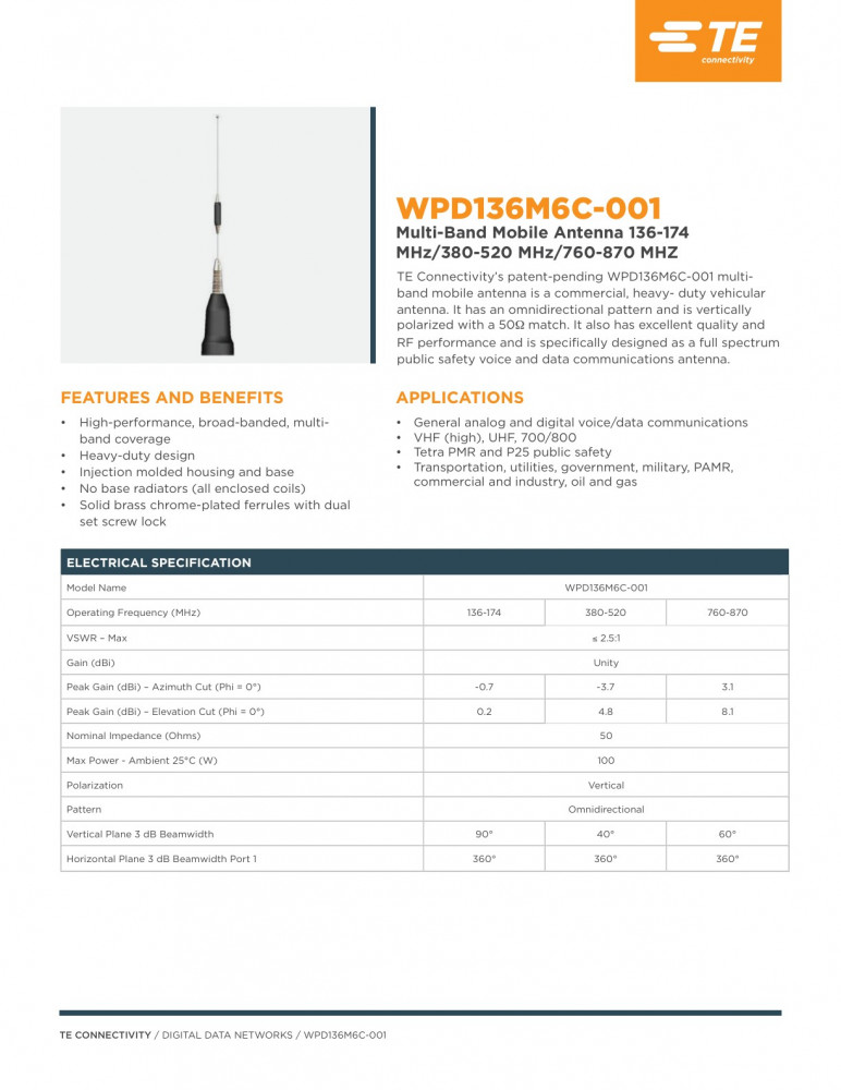 WPD136M6C-001 technical document, page 1