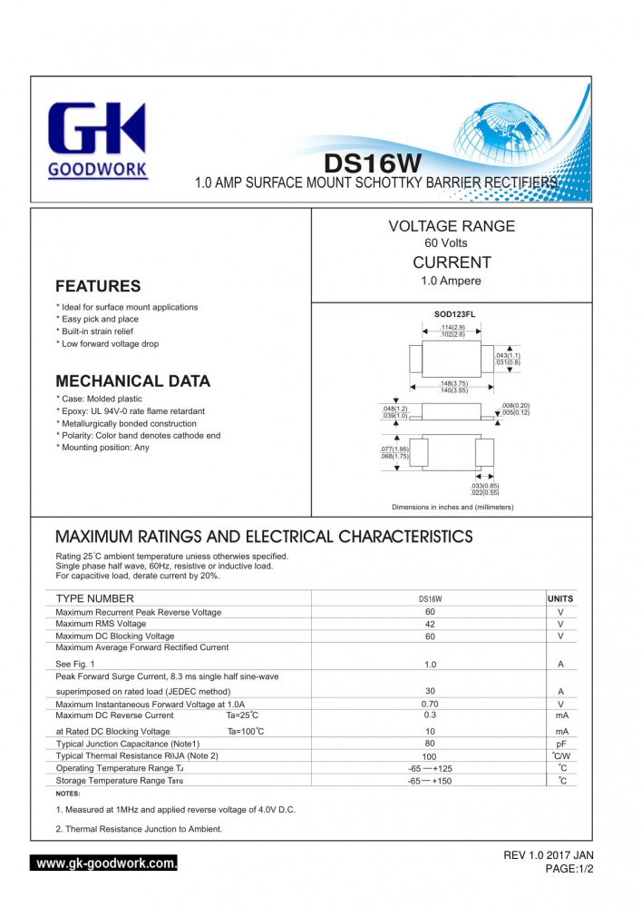 GOODWORK DS16W datasheet page 1