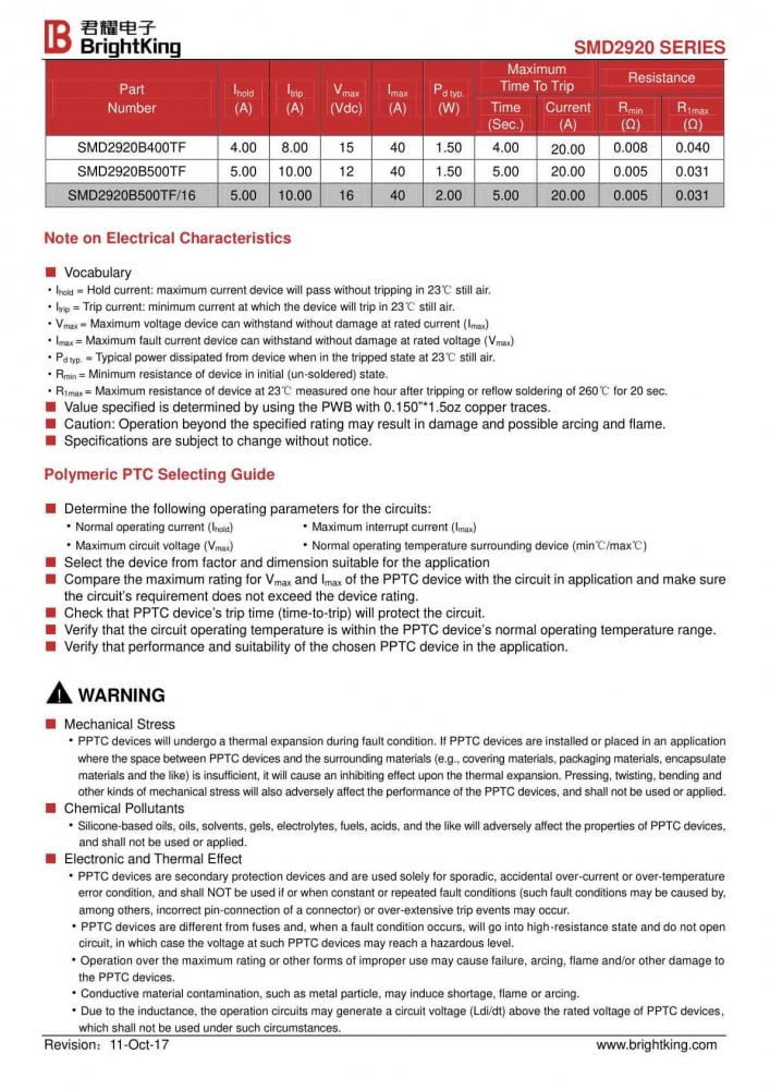 SMD2920B125TF datasheet page 2