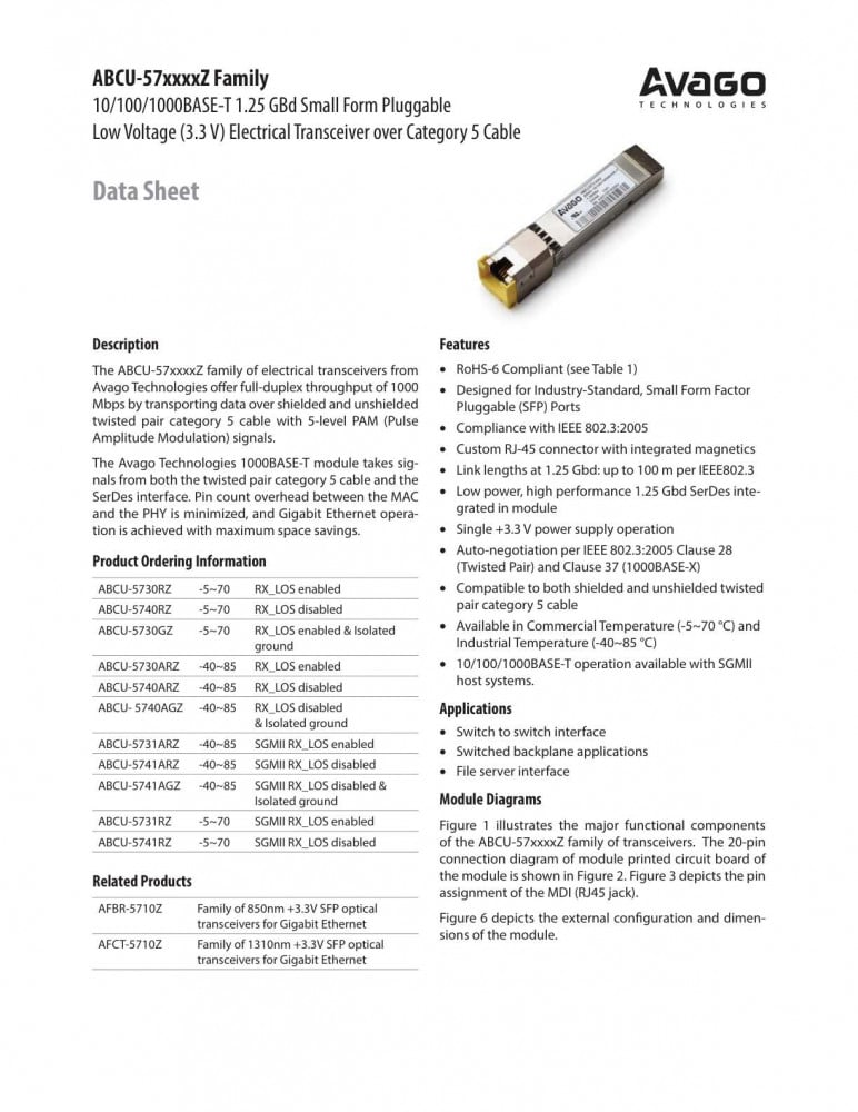 ABCU-5740RZ datasheet page 1