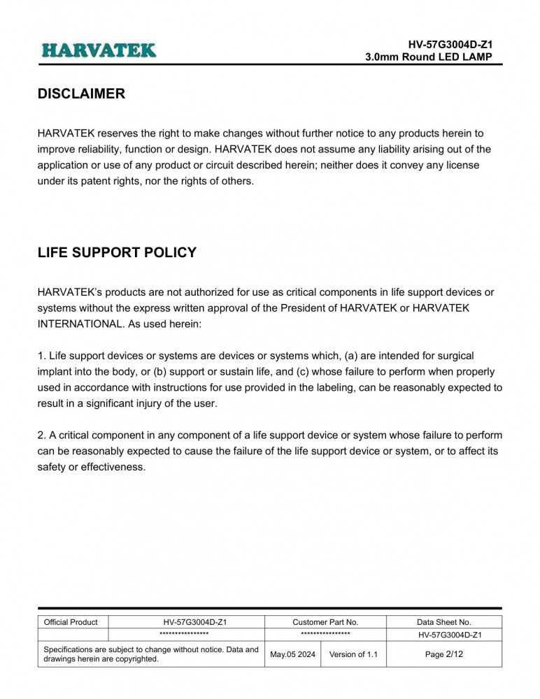HV-57G3004D-Z1 datasheet page 2