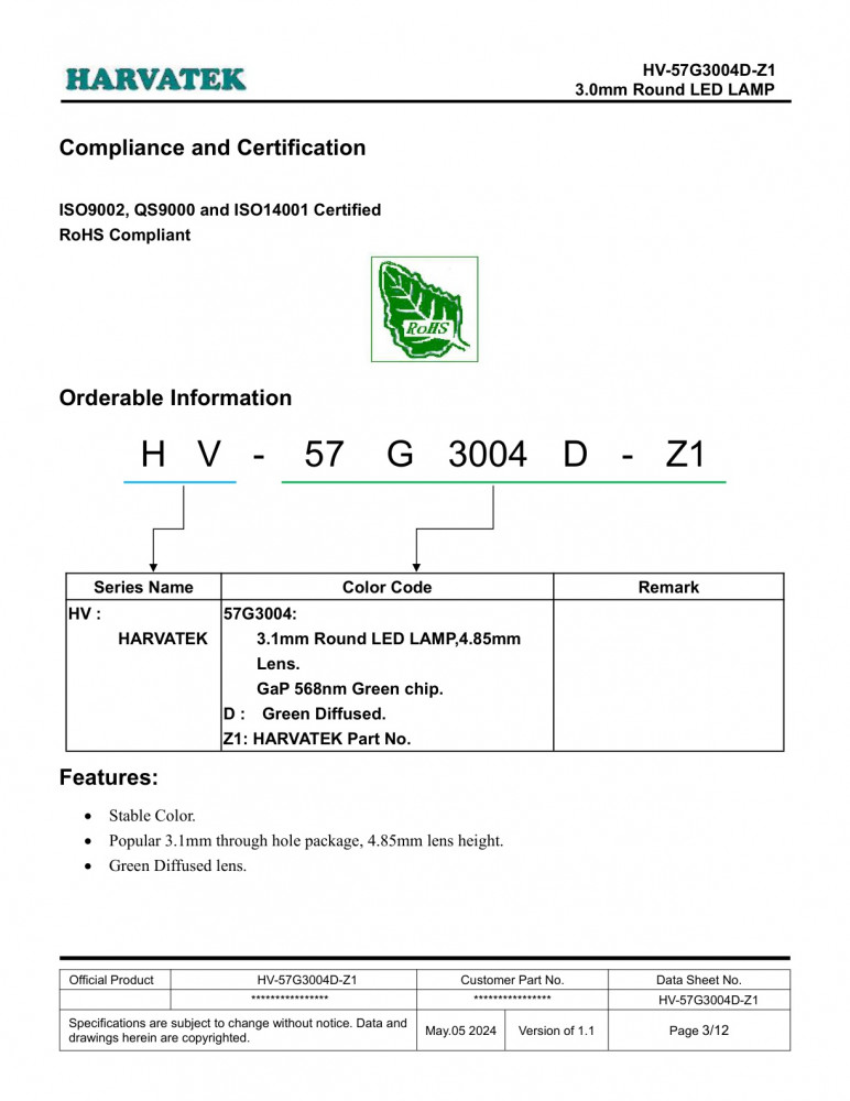 HV-57G3004D-Z1 datasheet page 3