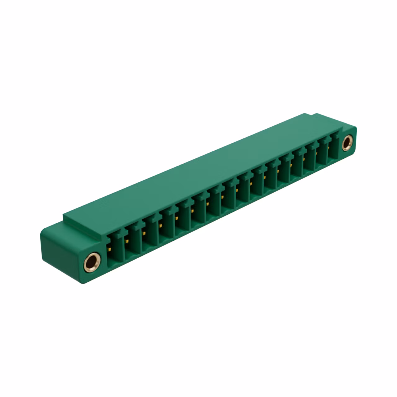 3.50mm Pitch Eurostyle Right-Angle PCB Header, with Threaded Retention Inserts, Green Housing, Gold (Au) Plated, 16 Circuits for sale