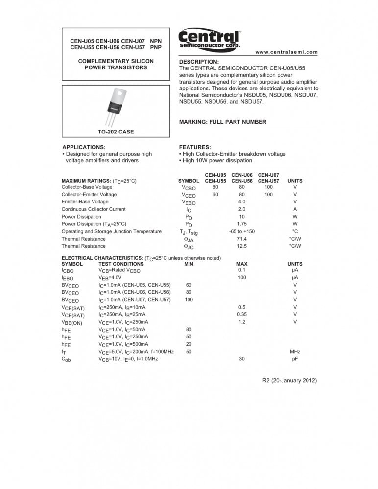 CEN-U05 PBFREE datasheet page 1
