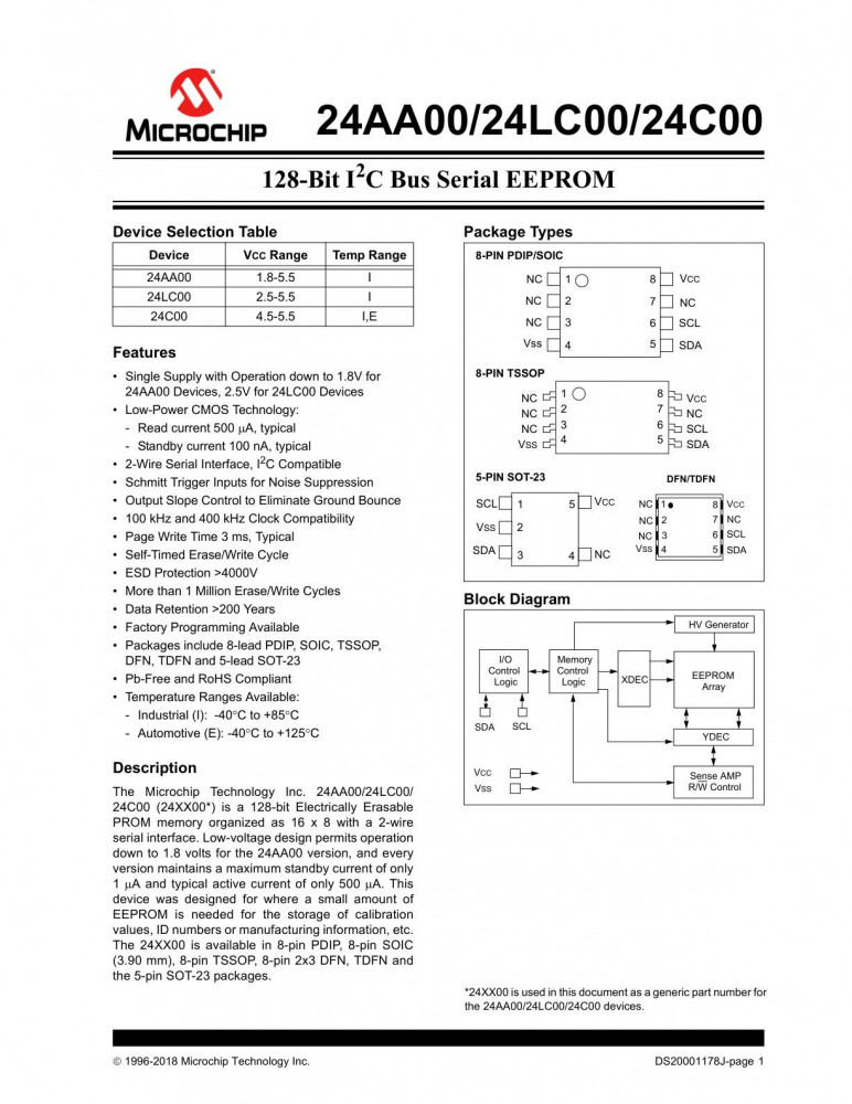 24LC00 datasheet page 1