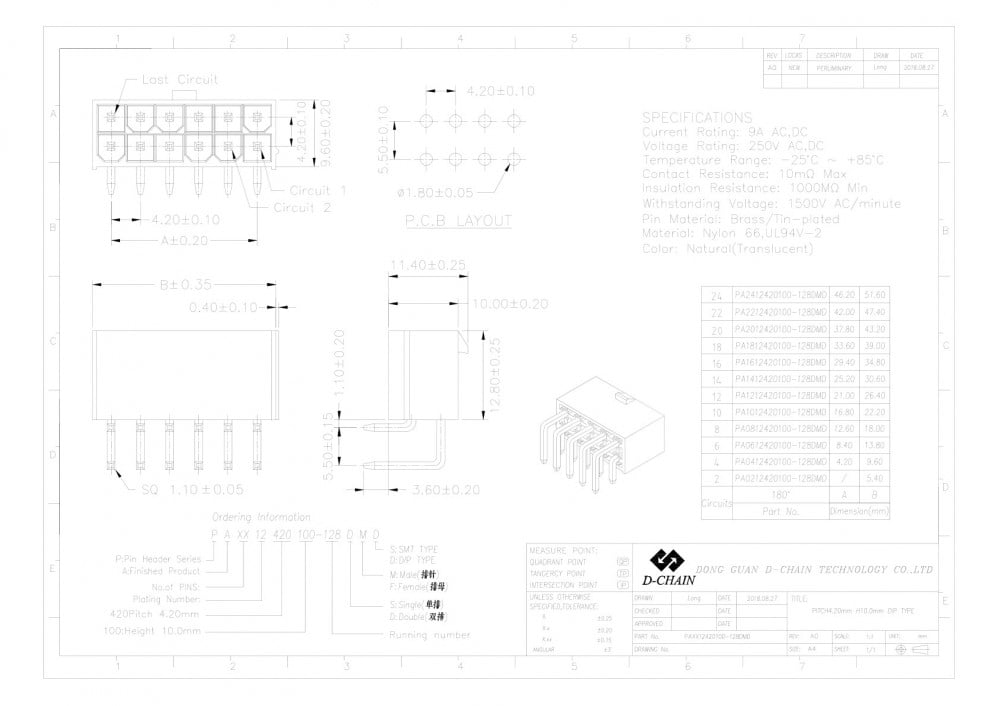 D-CHAIN PA2412420100-128DMD technical drawing page