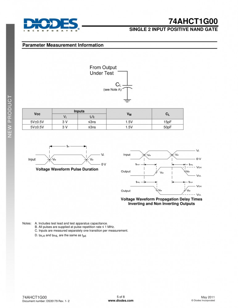 74AHCT1G00SE-7 datasheet page 5