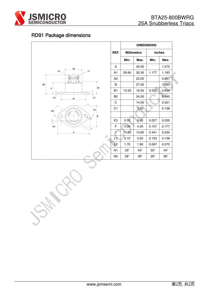 BTA25-800BWRG-JSM technical datasheet page 2