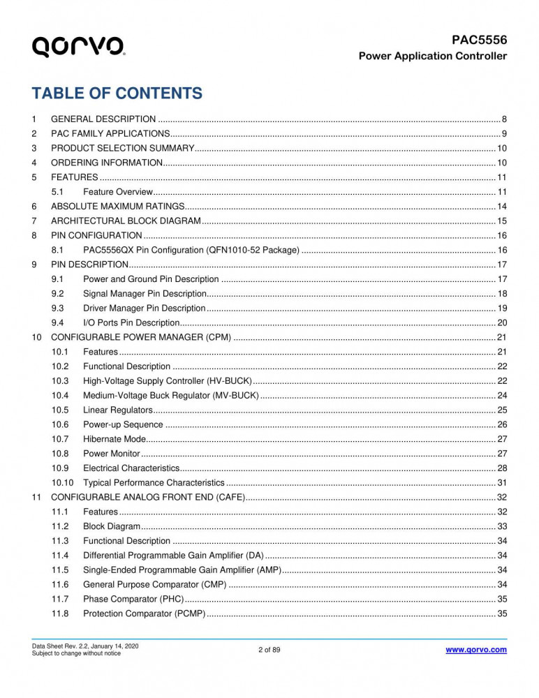 PAC5556QX datasheet page 2