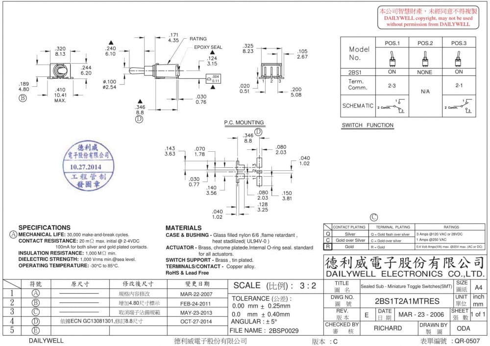 Dailywell 2BS1T2A1MTQES technical drawing page 1
