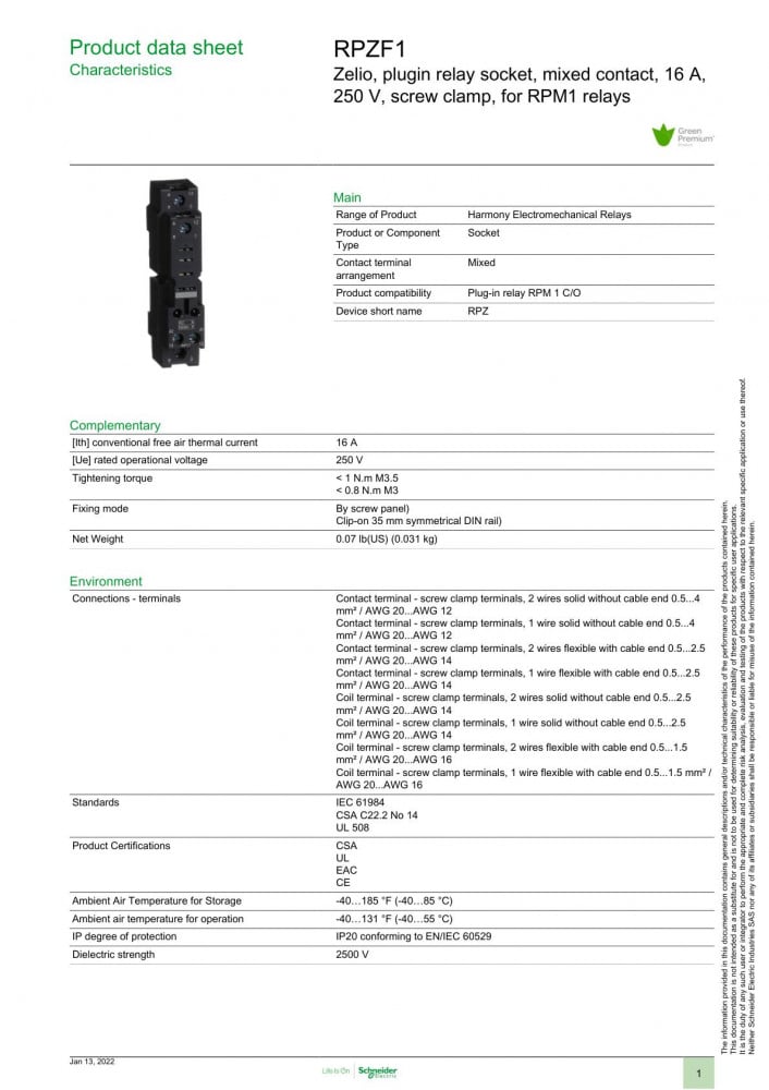 RPZF1 technical documentation page 1