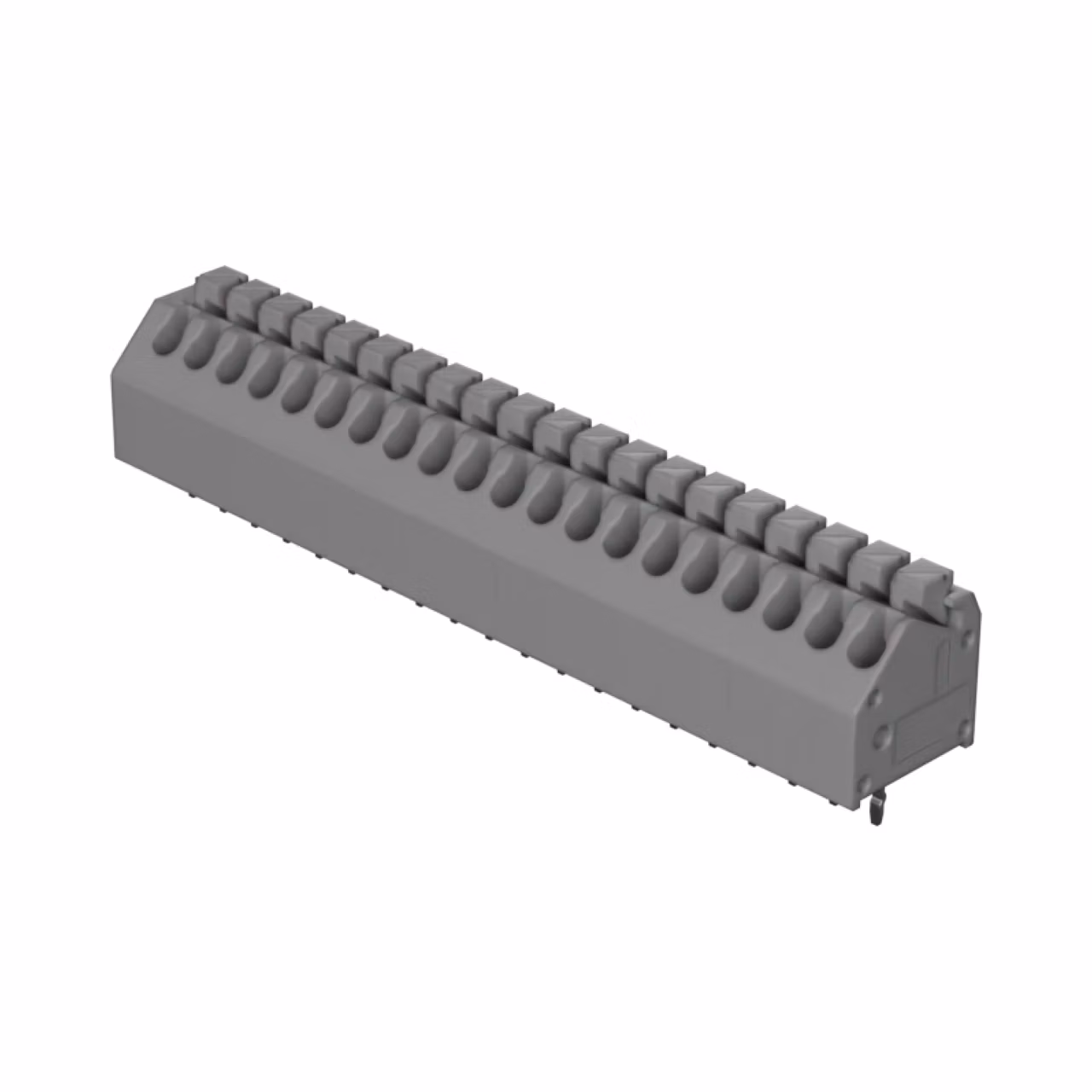3.50mm Pitch, Eurostyle Fixed-Mount Push-Button Terminal Block, 45° Modular, 5A, 20-16 AWG, Light Gray, 20 Circuits for sale