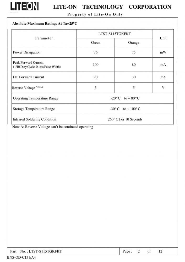 LTST-S115TGKFKT datasheet page 3