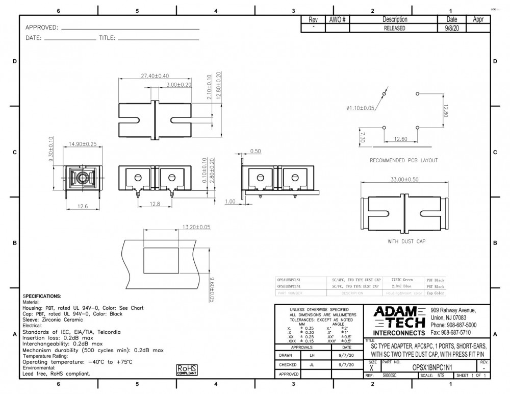 ADAM TECH OPSA1BNPC1N1 technical drawing