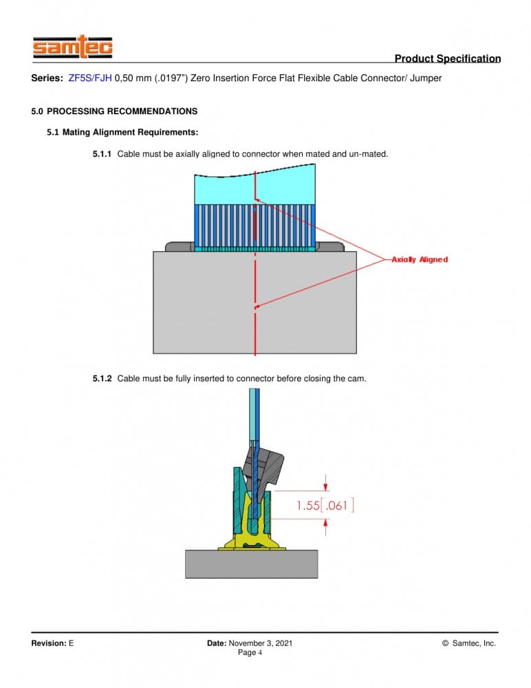 Samtec ZF5S technical document page 4