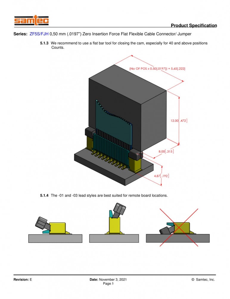 Samtec ZF5S technical document page 5