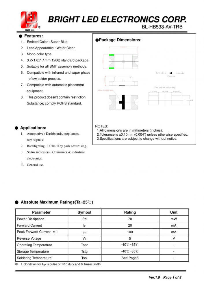BL-HB533-AV-TRB datasheet page 1