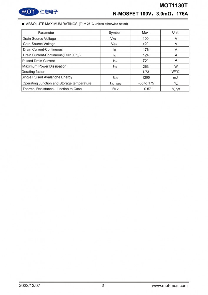 MOT1130T datasheet page 2