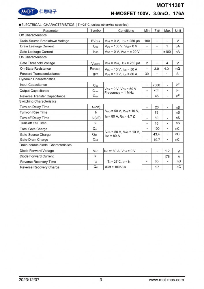 MOT1130T datasheet page 3