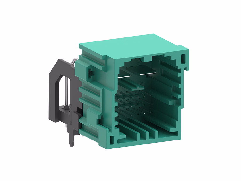 stAK50h Right-Angle Hybrid Header, 27 Circuits, Key 4, Purple, Tube