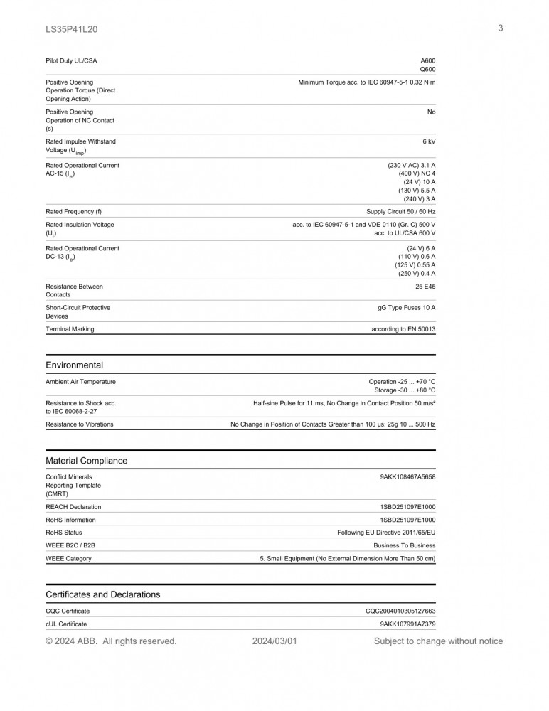 ABB LS35P41L20 technical document page 3