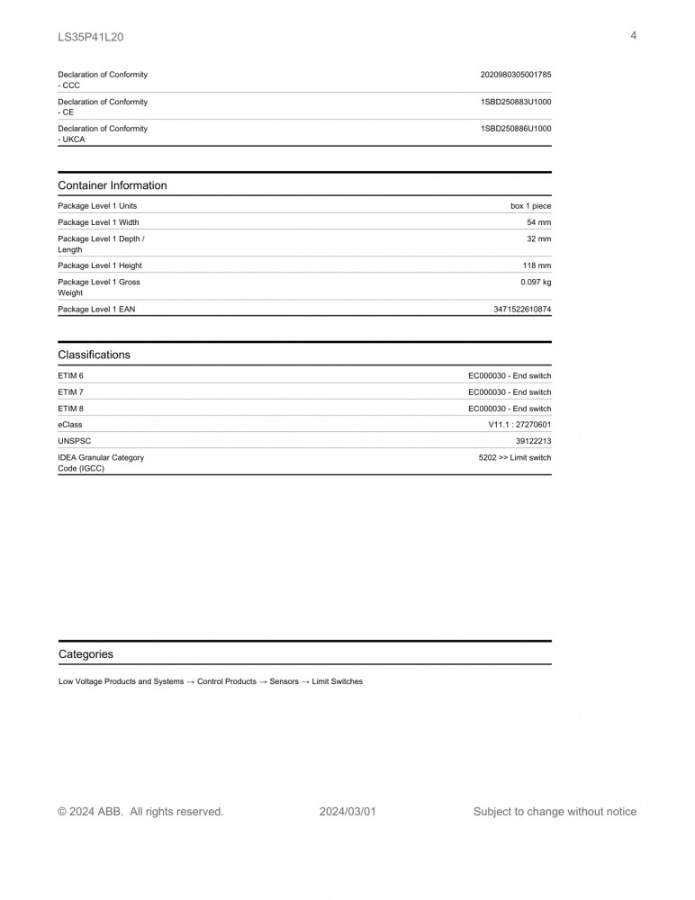 ABB LS35P41L20 technical document page 4