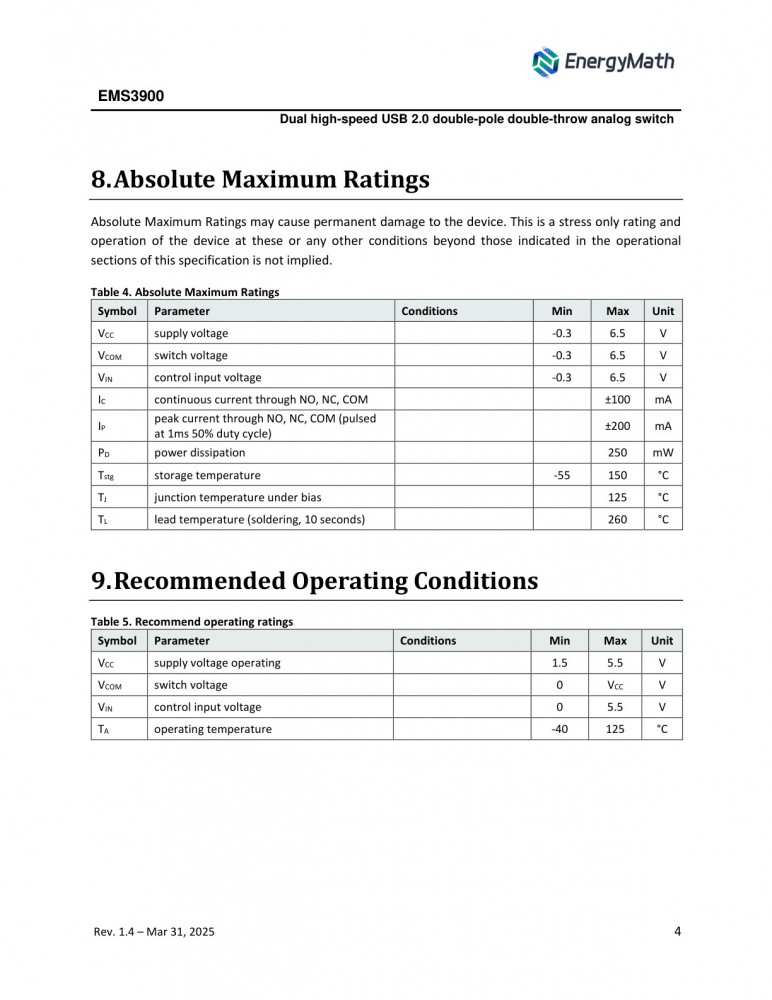 EMS3900RSW datasheet page 4