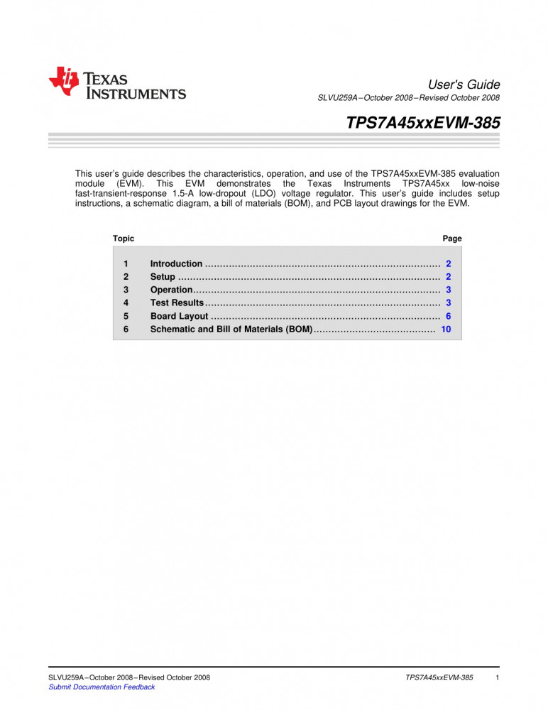 TPS7A4501EVM-385 document page 1