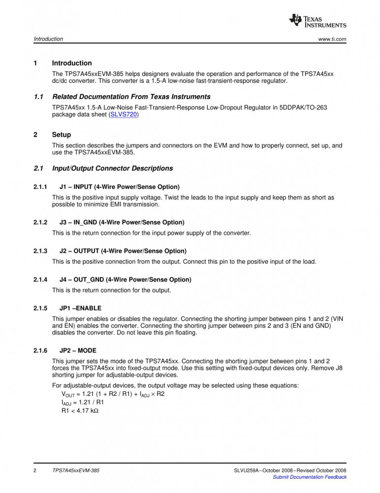 TPS7A4501EVM-385 document page 2