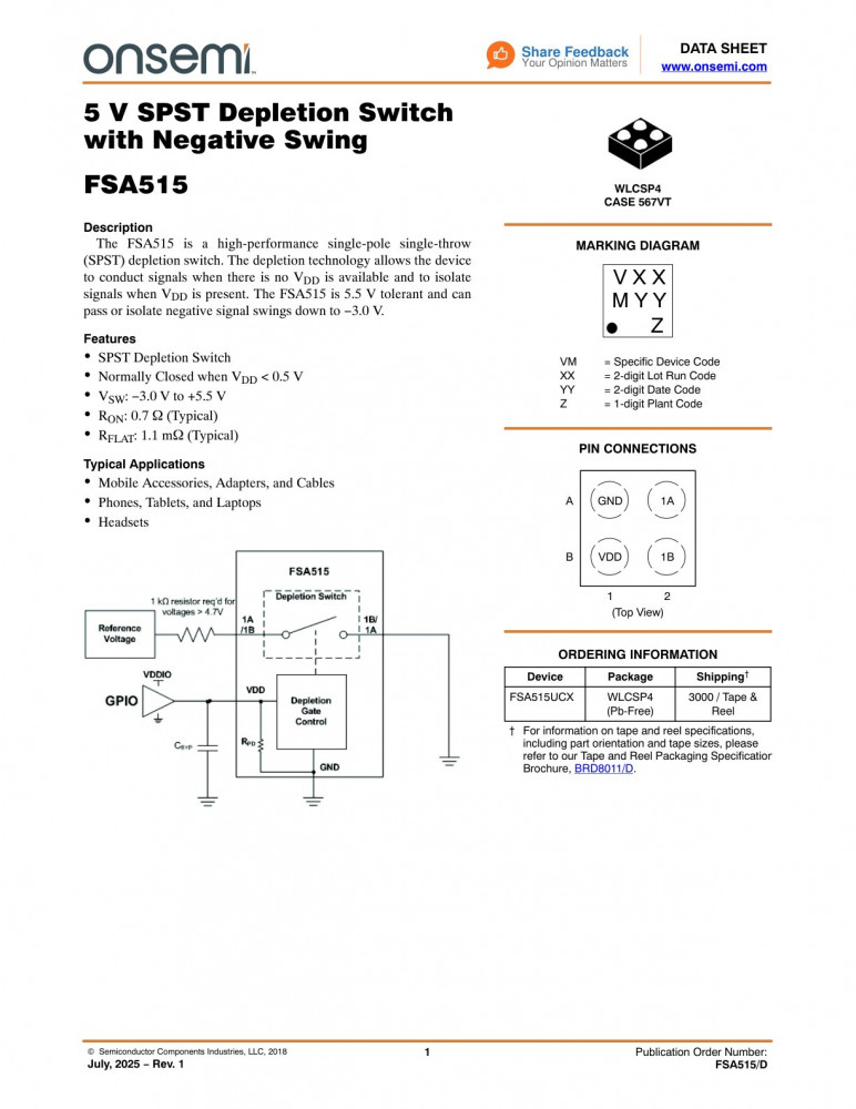 FSA515 datasheet page 1