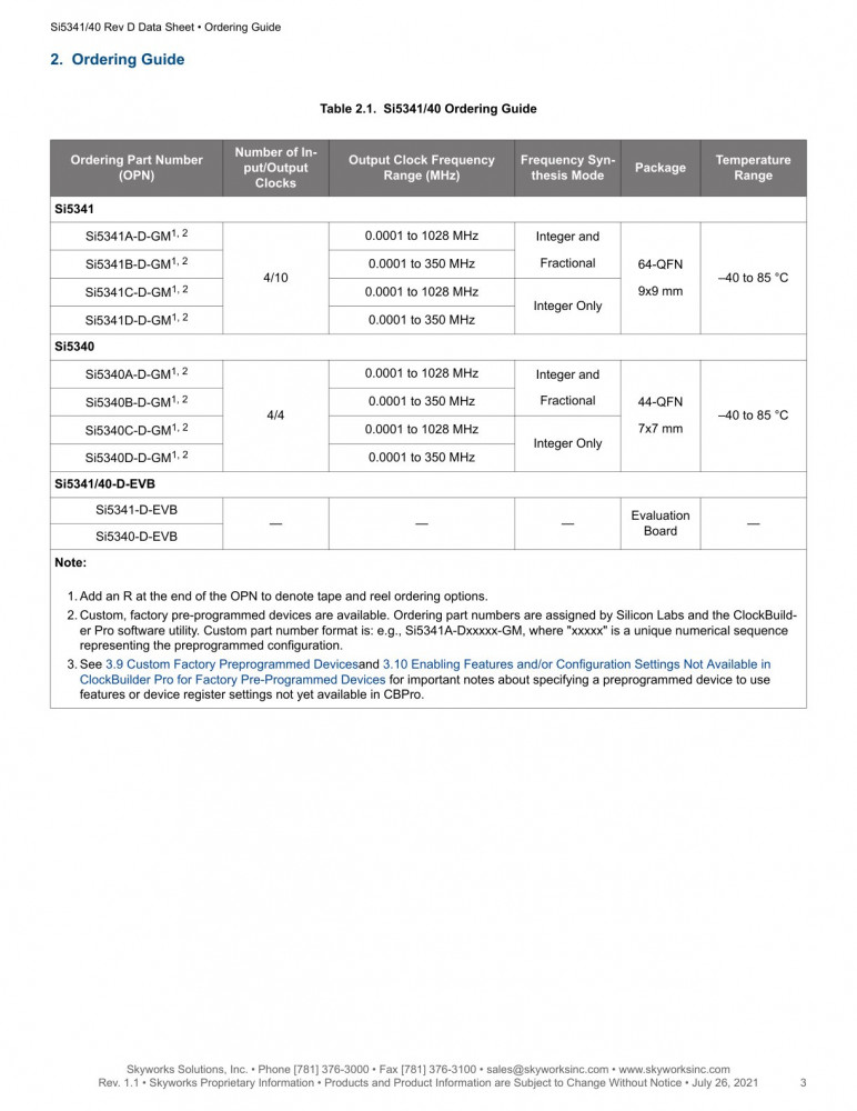 SI5340A-D-GM datasheet page 3