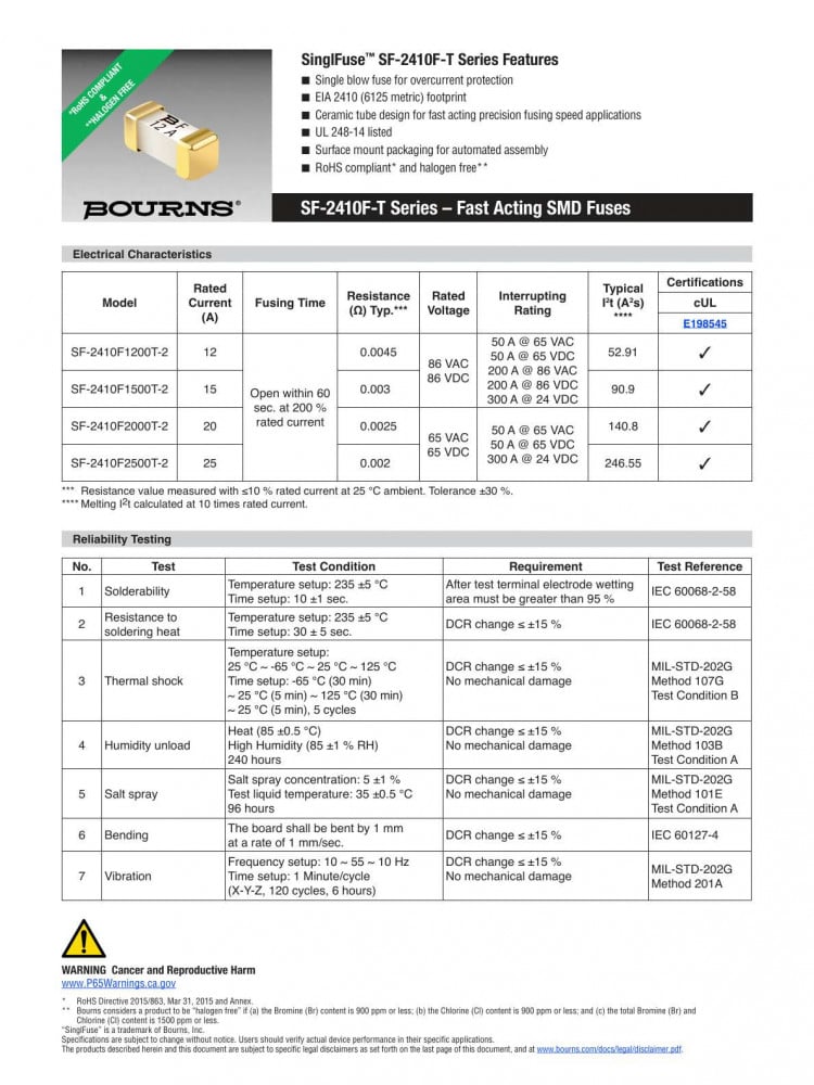 Bourns SF-2410F-T datasheet page 1