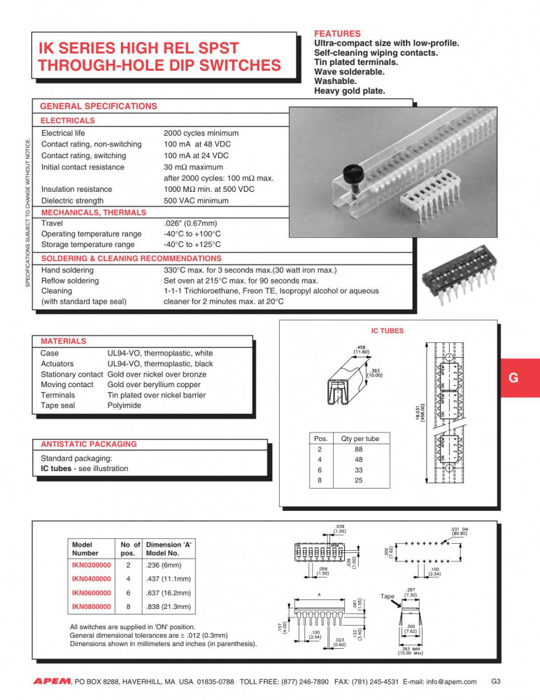 APEM DIP switch catalog page 3