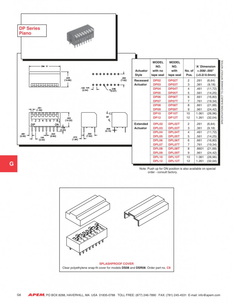 APEM DIP switch catalog page 6