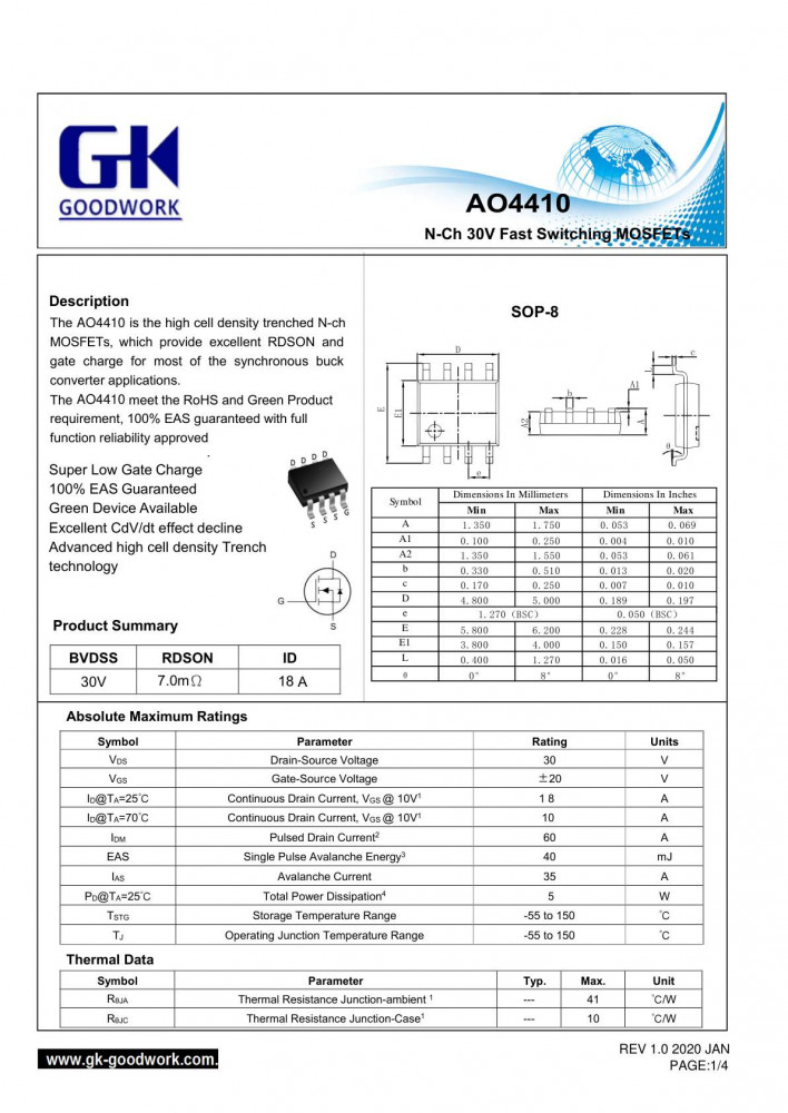 AO4410-GK datasheet page 1