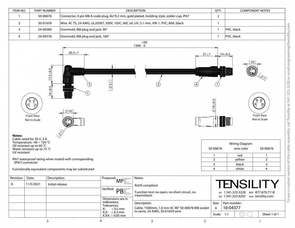 Tensility International model 10-04377 technical drawing