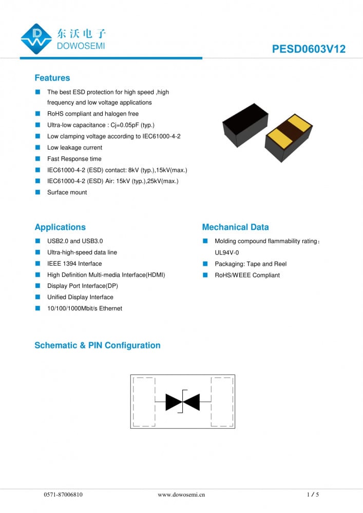 PESD0603V12 datasheet page 1