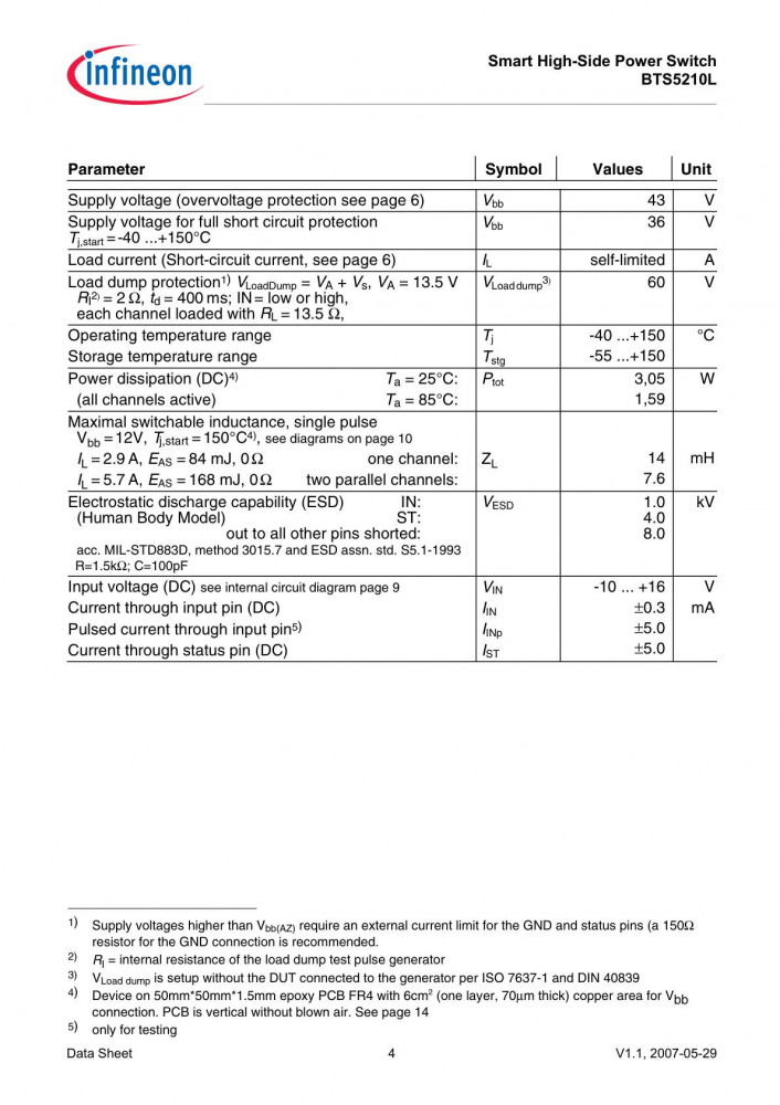BTS5210L datasheet page 4