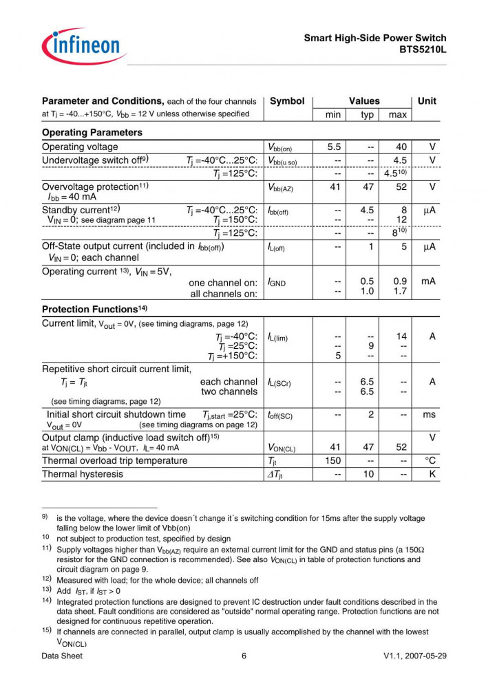 BTS5210L datasheet page 6