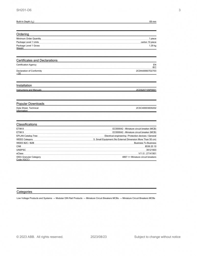 SH201-D6 technical document page 3