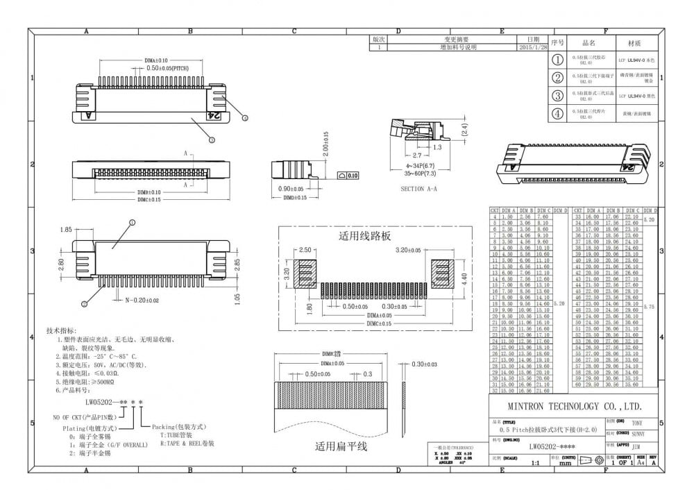 MINTRON LW05202-08 technical document