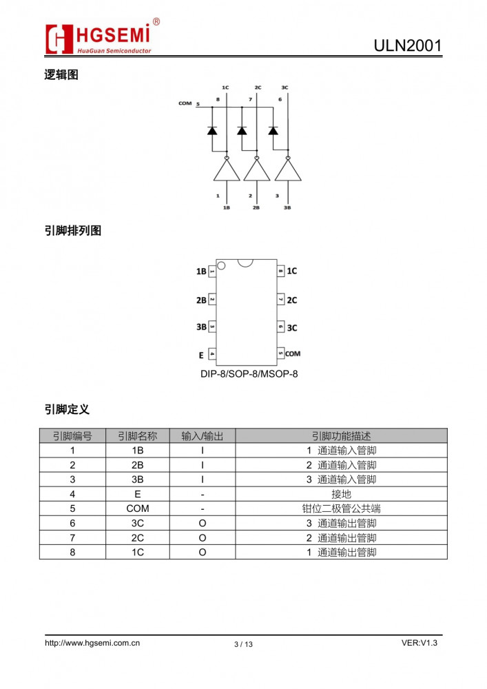 ULN2001M/TR datasheet page 3