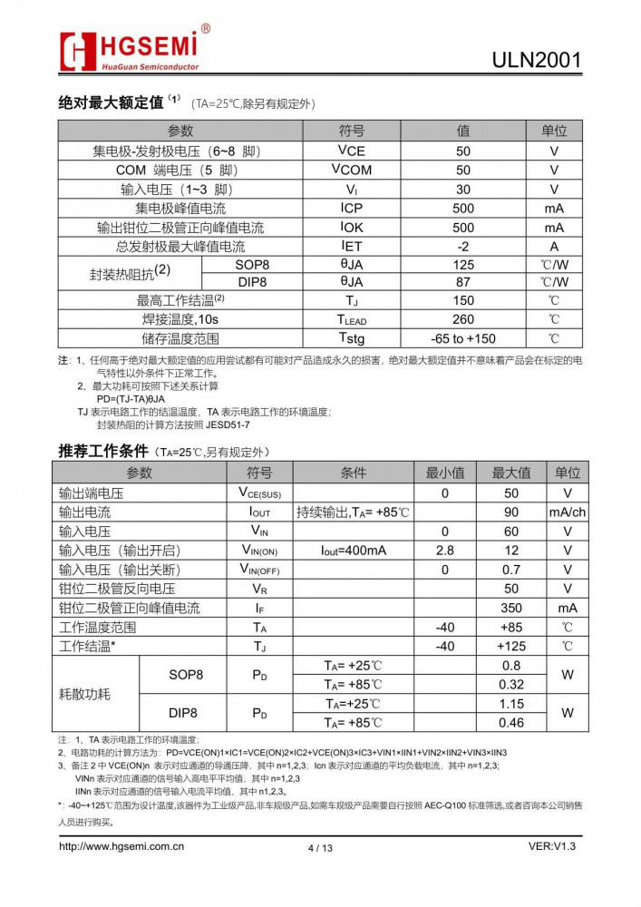 ULN2001M/TR datasheet page 4